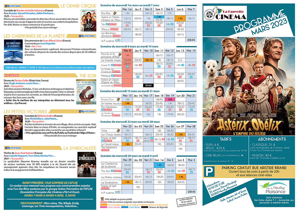 Le 7ème art et le Cinéma 'La Fauvette' - Programme cinéma : Mars 2023 ...